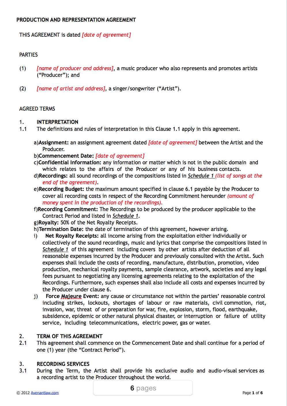 Publishing Contract Template